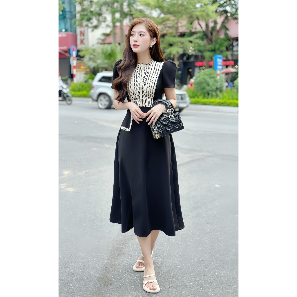 Dress designed by Ren DESIGN brand by Luxurious black wave chest ...