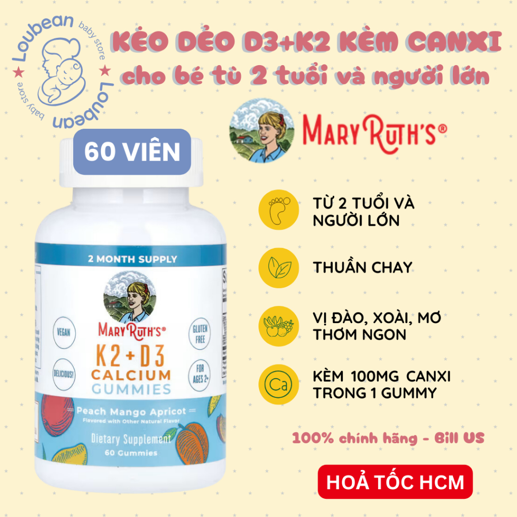 Date 2026 Mary Ruth's Calcium and D3 K2 supplement gummies for children ...