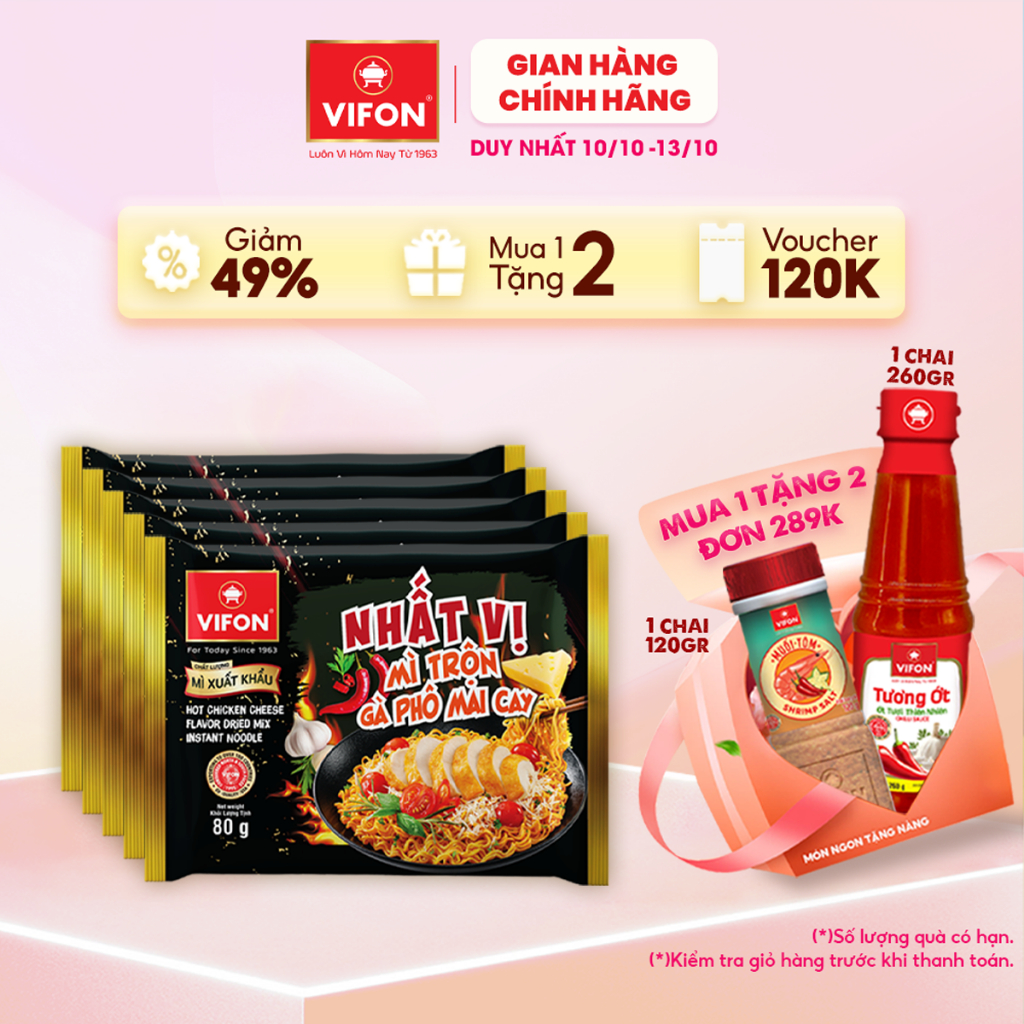 Set of 5 Packs of VIFON Spicy and Sour Shrimp Noodles/Spicy Cheese ...