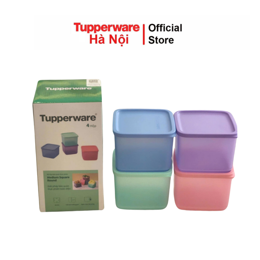 Genuine Tupperware Medium Square Round food storage box set (set of 4 ...