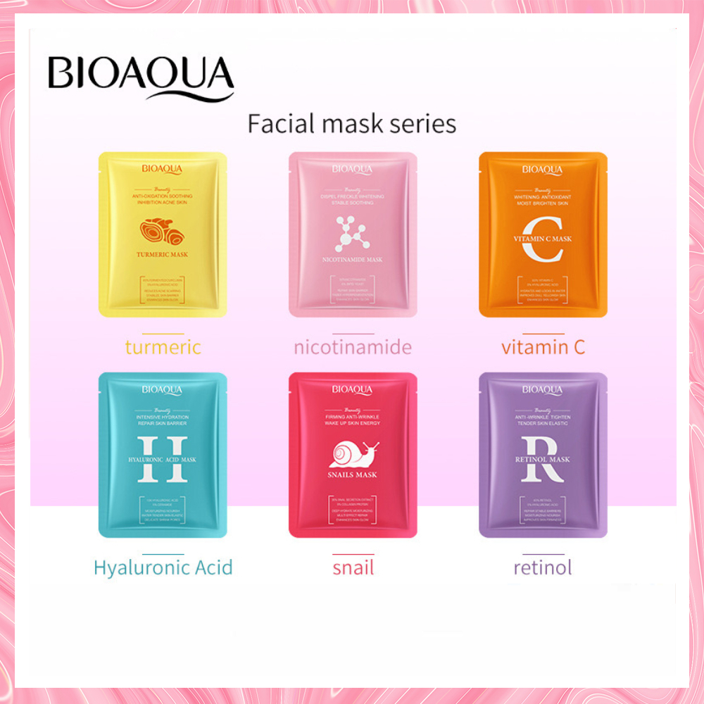 Combo of 10 Bioaqua Masks Moisturizing Essence Whitening Reduces Acne ...