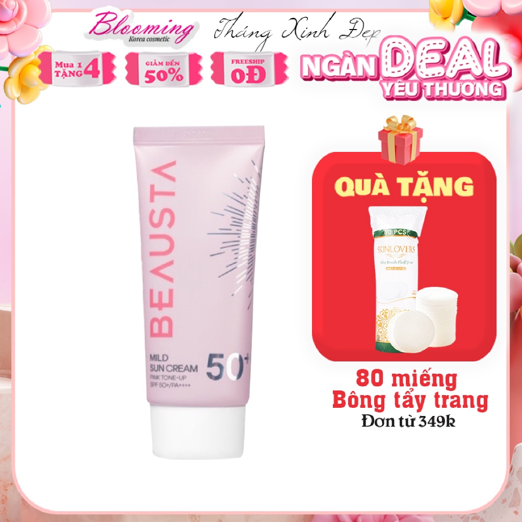 Beausta Mild Sun Cream Pink Tone-up SPF 50+/ PA++++ 50g Tube | Shopee ...