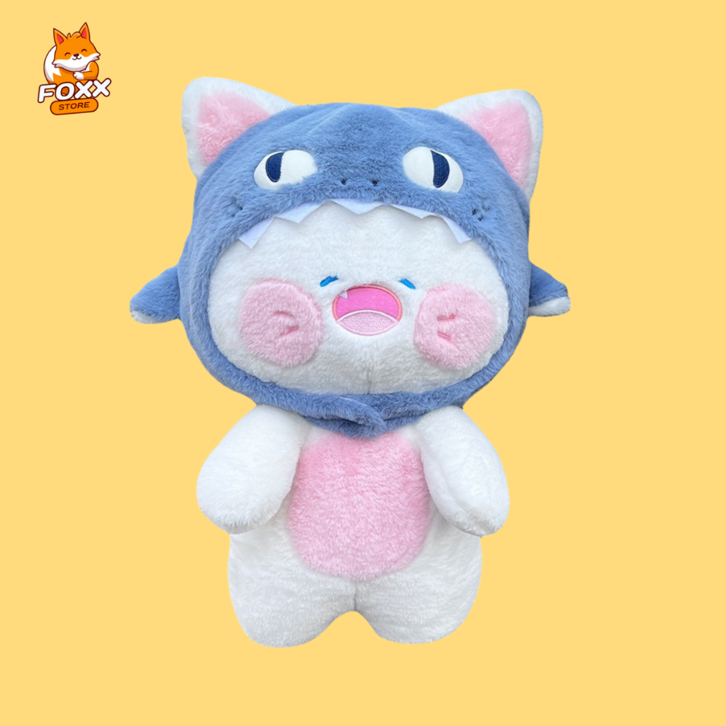 Dudu Cat Teddy Bear Wearing Cute Shark Hat FOXX STORE High Quality Soft ...