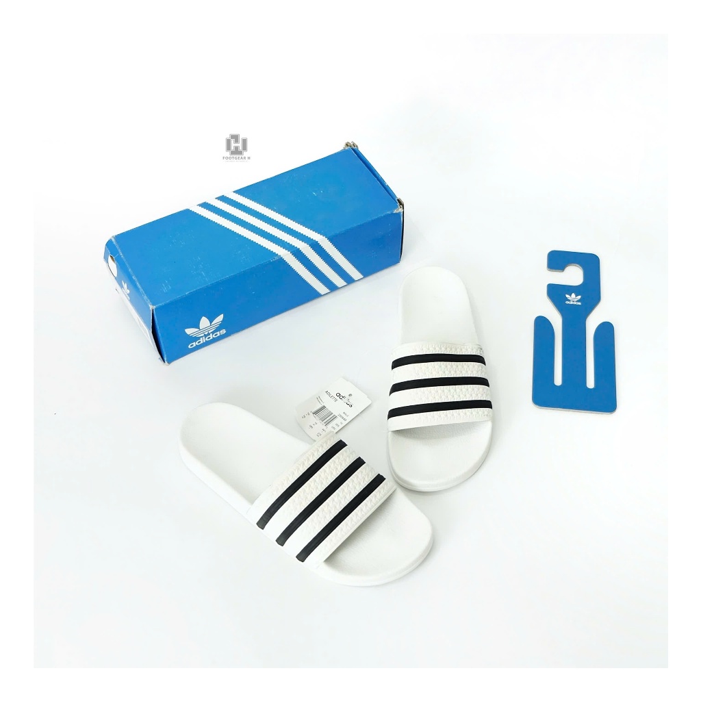 [ Genuine ] ADIDAS ADILETTE SLIDERS IN WHITE | Aidas WHITE BLACK ...