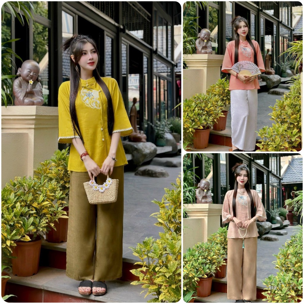 Women's temple clothes made of HIGH QUALITY LINEN XO AN embroidered ...