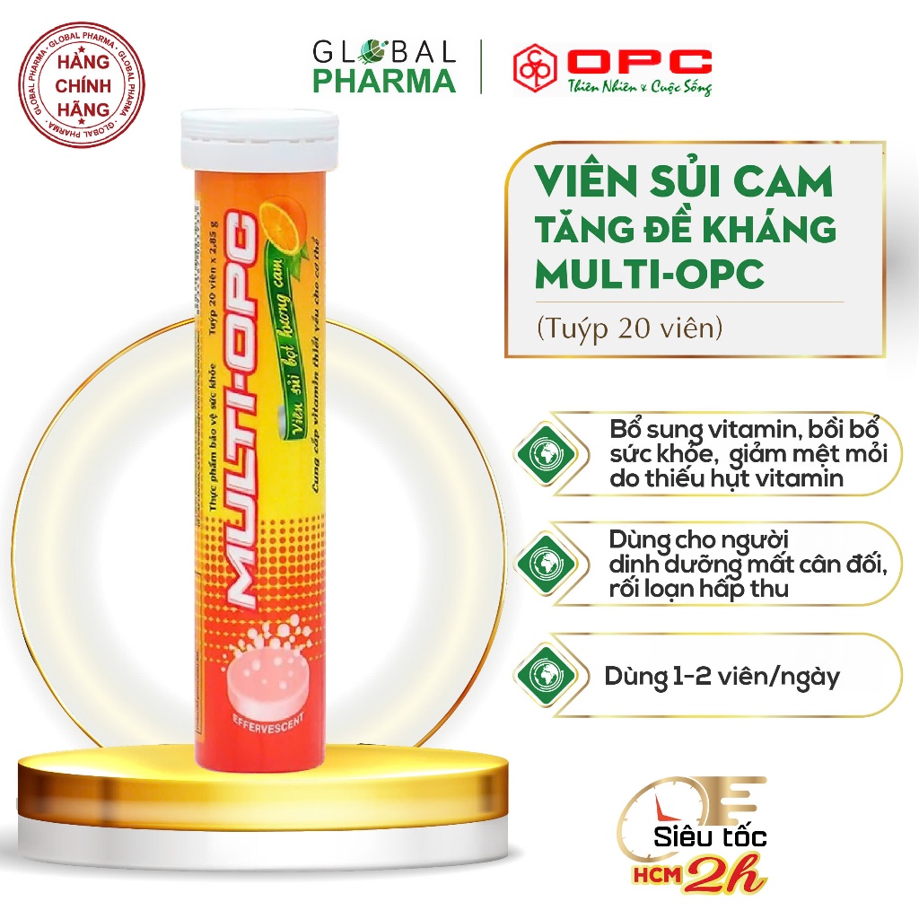 Multi-opc Multivitamin effervescent tablets with orange flavor, vitamin ...