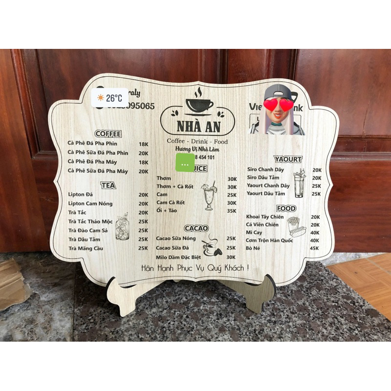 (NEW) Large size wooden menu laser engraved with border patterns ...