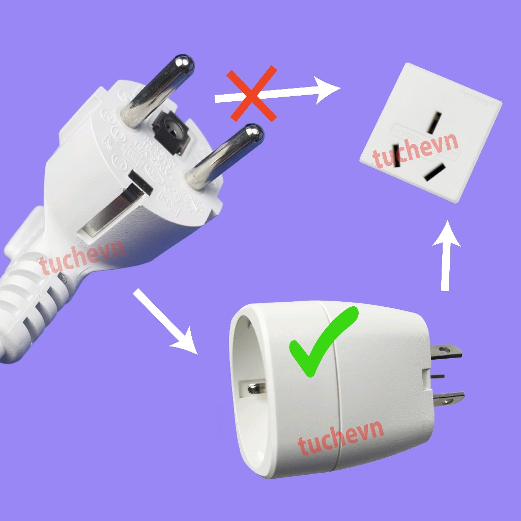 Australian-Chinese 3-pin flat conversion plug, schuko grounding, Copper ...