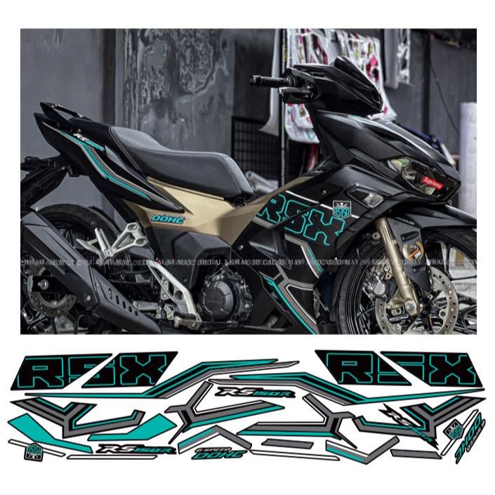 Winner x v3 rsx black turquoise stamp 9 (3-layer glossy decal) | Shopee ...