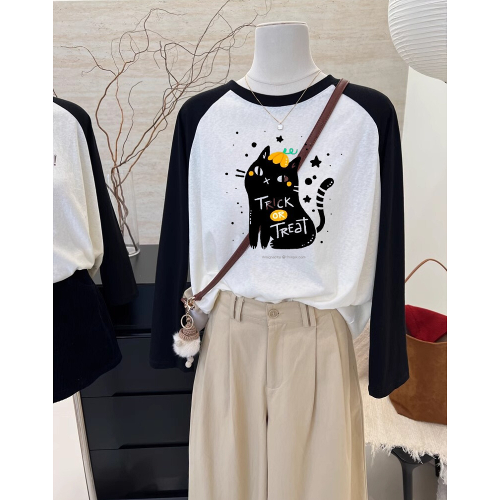 Menina Fashion MIXED COLOR LONG-Sleeve T-Shirt, Women's PAPER SOLID ...