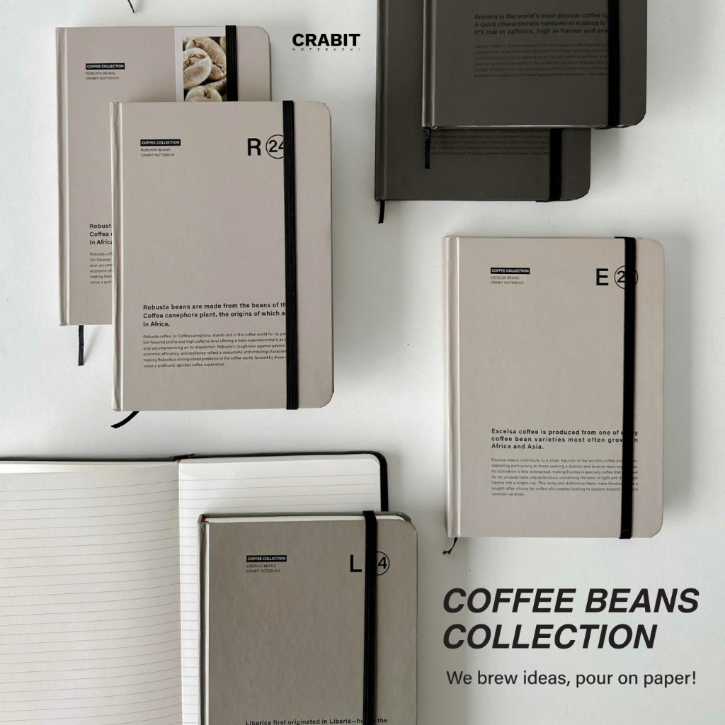 A5 horizontal dot grid notebook minimalist Crabit Coffee Beans Coffee ...