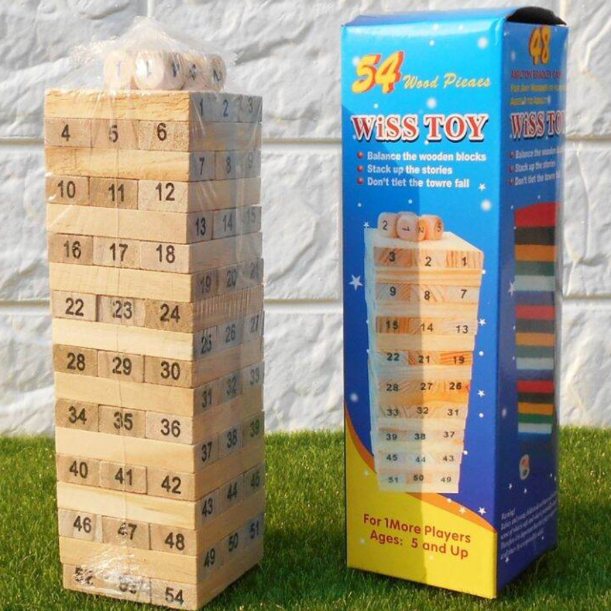 WISS TOY WOODEN DRAWING TOY SET (Including 54 wooden sticks and 4 dice ...