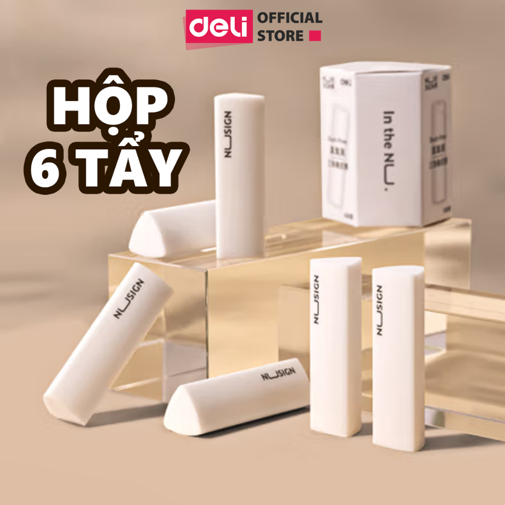 Box of 6 Deli Nusign Super Clean Eraser Premium Super Clean Soft Eraser ...