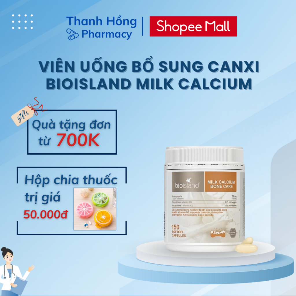 Bio Island Milk Calcium Bone Care Calcium Supplement 150 Tablets ...