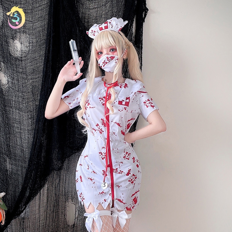 Blouse Nurse Ghost Living Zombie Horror Cosplay Clothes Female Doctor ...