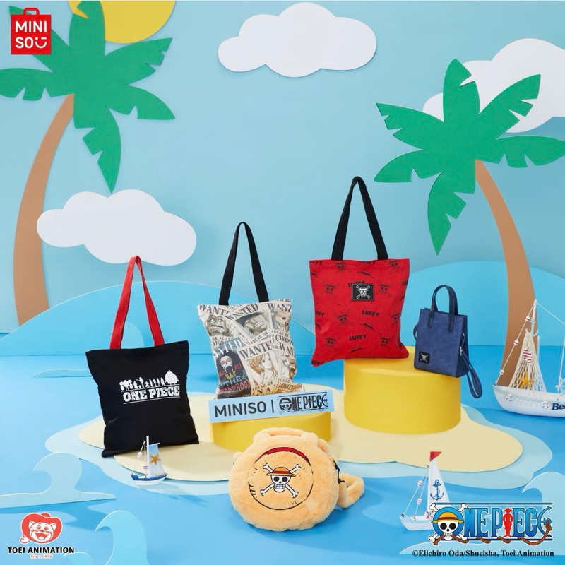 [MINISO x ONE PIECE] Canvas tote bag, soft fur shoulder bag | Shopee ...