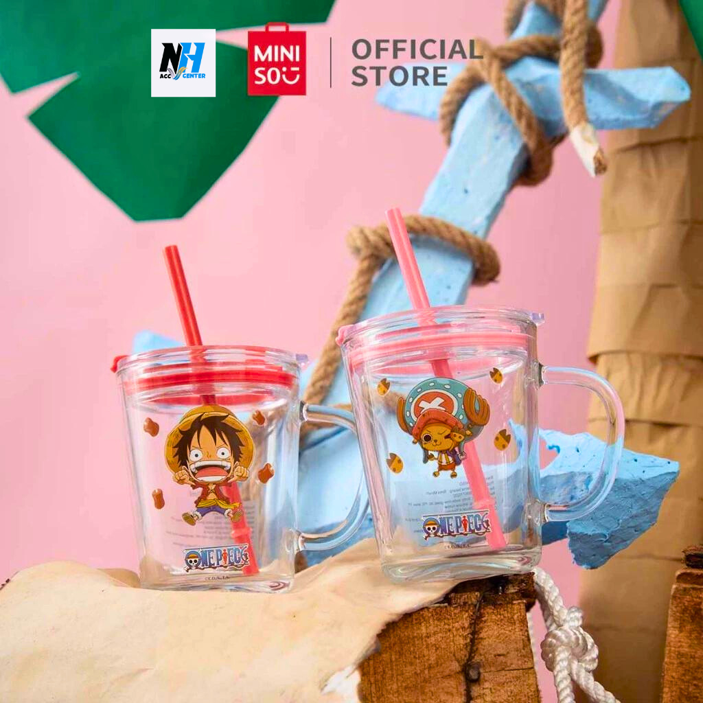 Miniso x One Piece Collection Glass Cup with straw for table Drinking ...