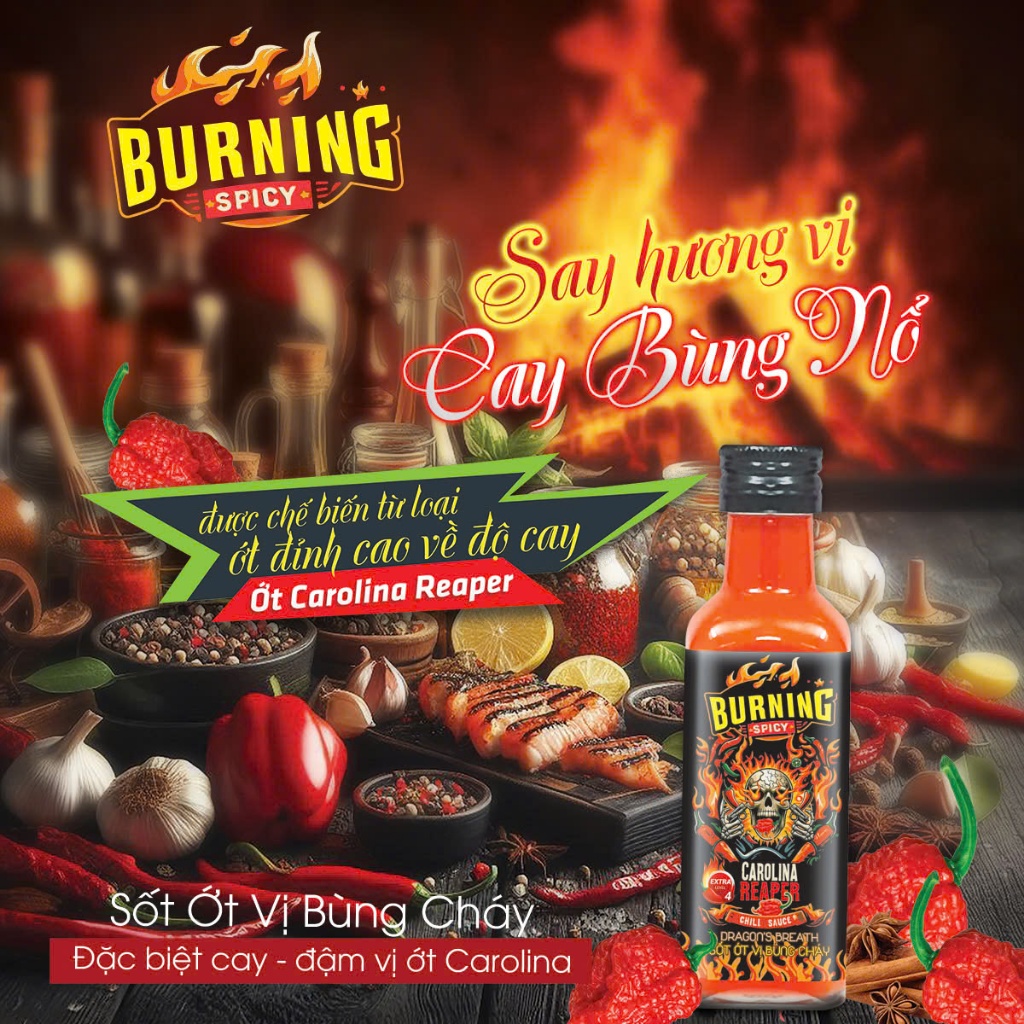 Burning Spicy Carolina Reaper chili sauce burnt flavor 120g | Shopee ...
