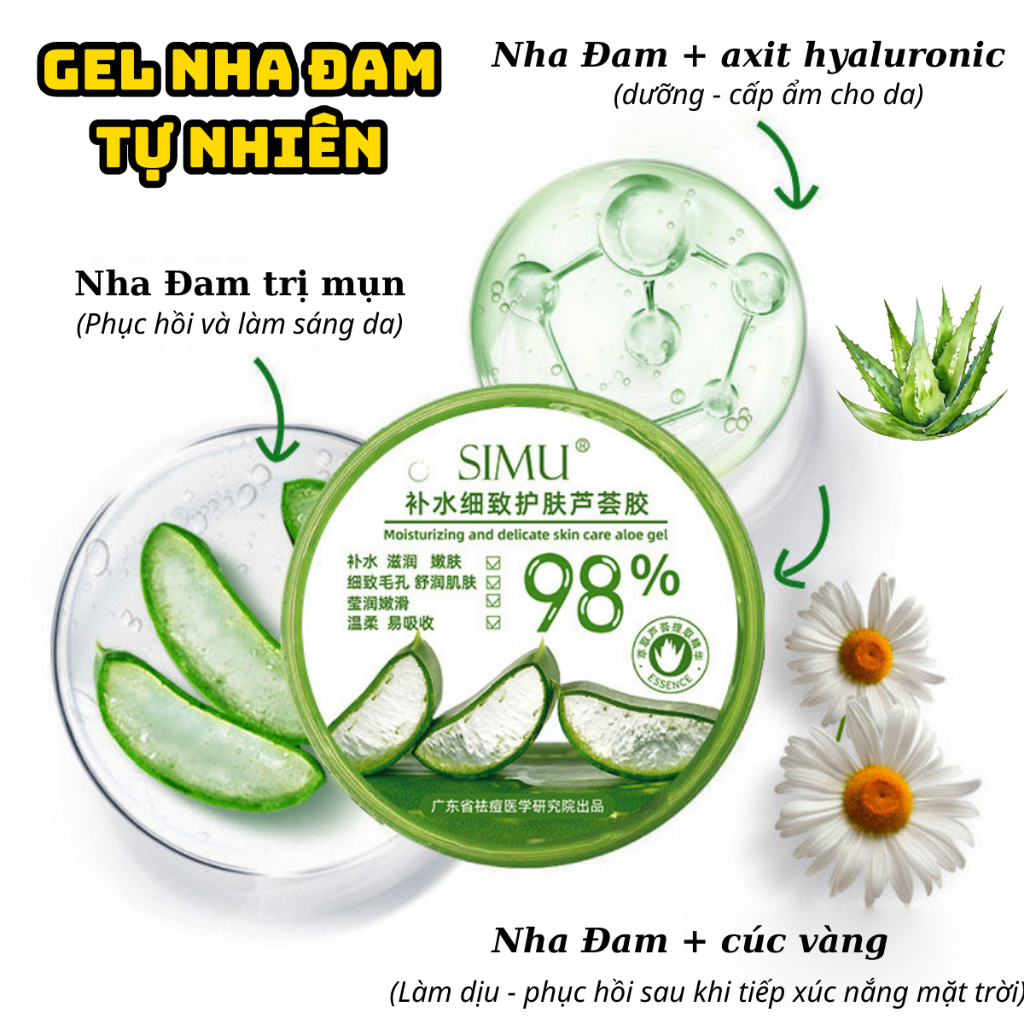 Simu 98% moisturizing aloe vera Gel nourishes the skin and hydrates the ...