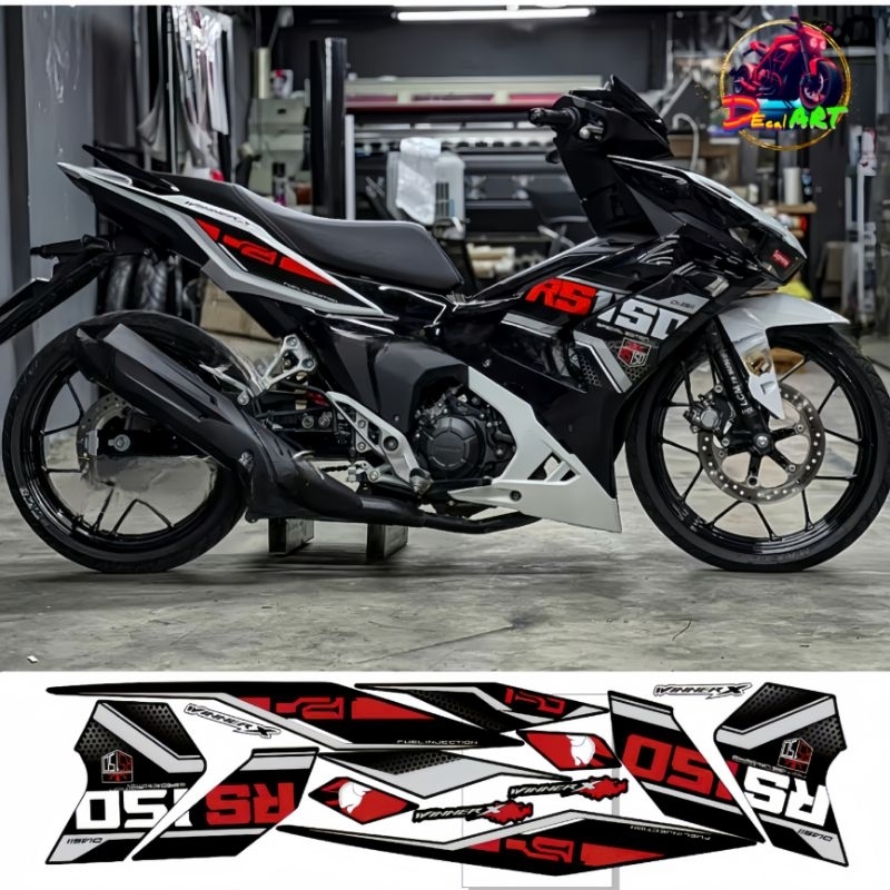 Winner X V3 removable sticker - Black and white car RS150 model. High ...