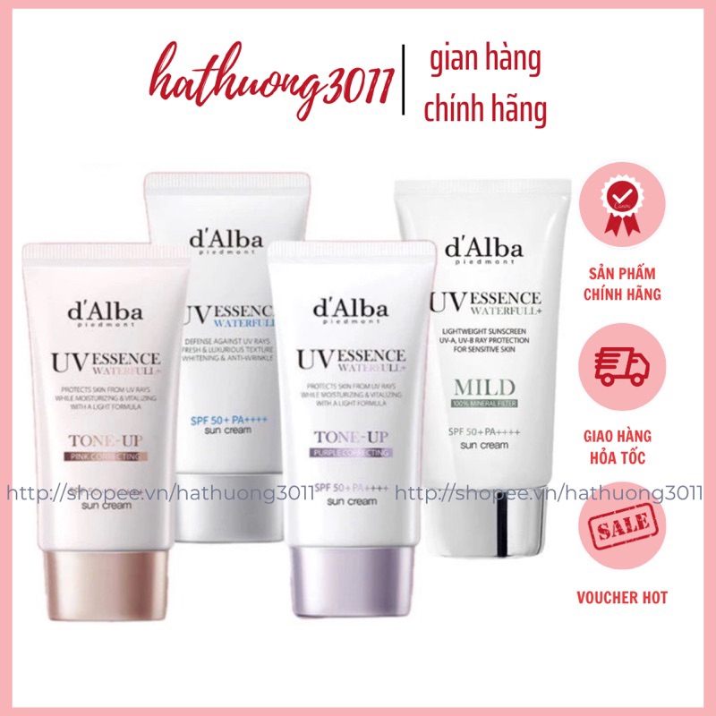 D'alba Waterfull Essence / MILD / TONE UP Sun Cream SPF50+ PA++++ 50ml ...