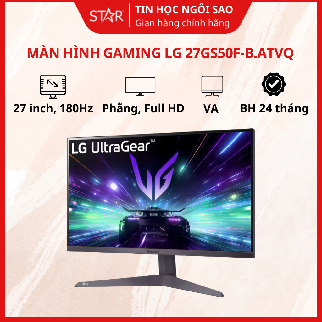 Lg 27GS50F-B.ATVQ Gaming Monitor | 27 inch, Full HD, VA, 180Hz, 1ms ...