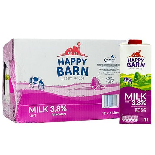 [1 BOX] 1L Happy Barn Milk 3,8% - Balan milk | Shopee Malaysia