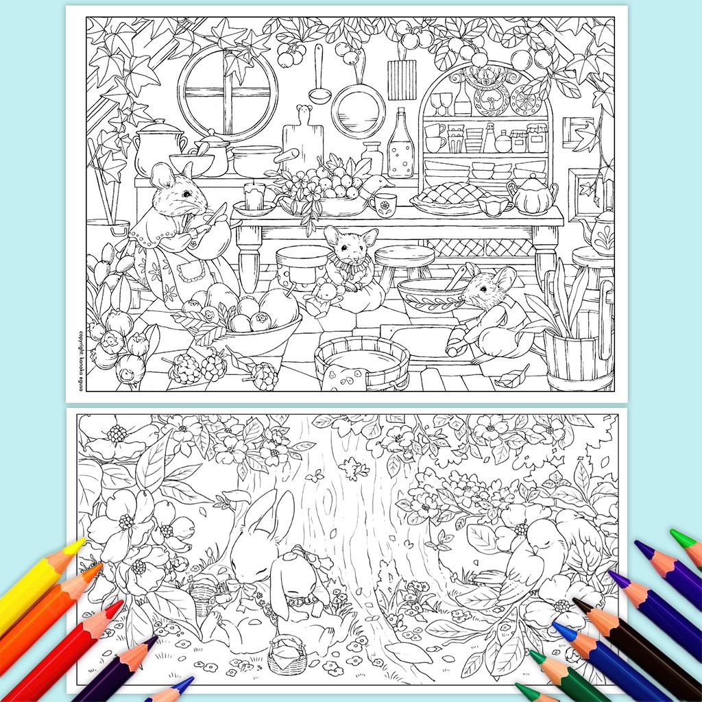 Set of 8 coloring pages Fairy tales of friends. Beautiful thick paper ...