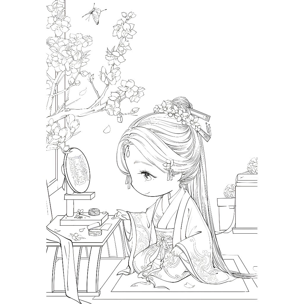 Line art ancient chibi coloring pages combo10 paintings, beautiful ...