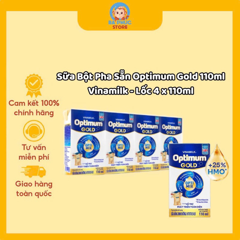 Bundle of 4 boxes of Optimum Gold ready-to-drink milk 110 ml - Vinamilk ...