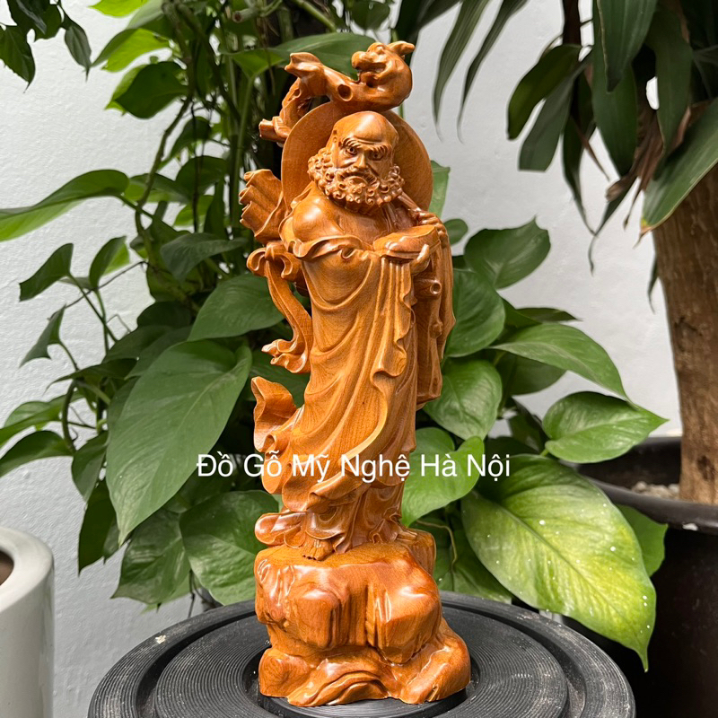 Cypress wood statue of Master Bodhisattva (height 30, width 11, depth ...