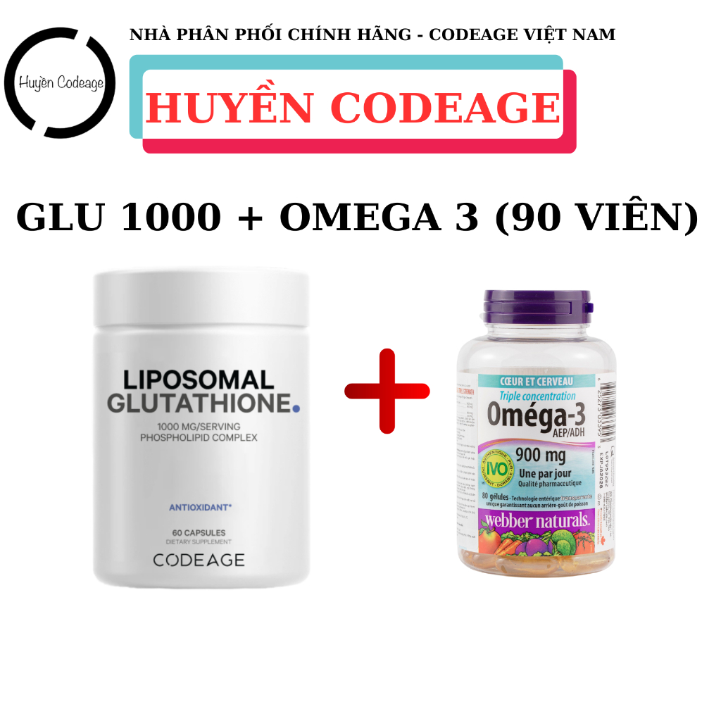 (1 Glu 1000 + Omega CANADA 80 TABLETS) Codeage Glutathione 1000mg pills ...