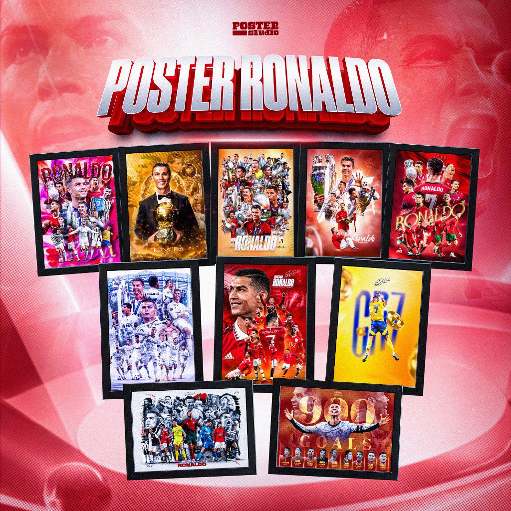 Ronaldo poster photo frame includes 2 sizes for wall hanging (24cmx35cm ...