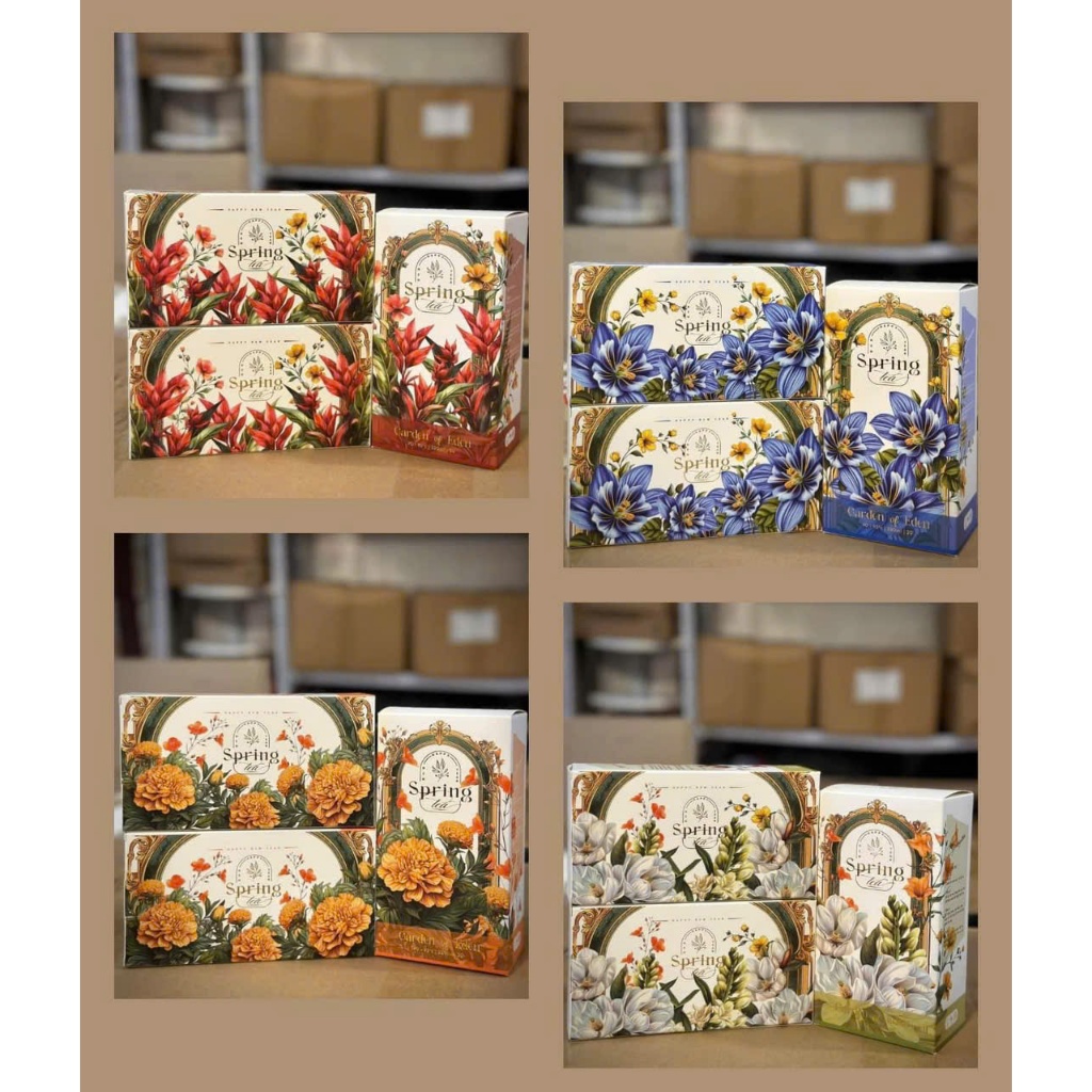 Beautiful Sping Tea paper box, new model 2025 to make CNY gift basket ...