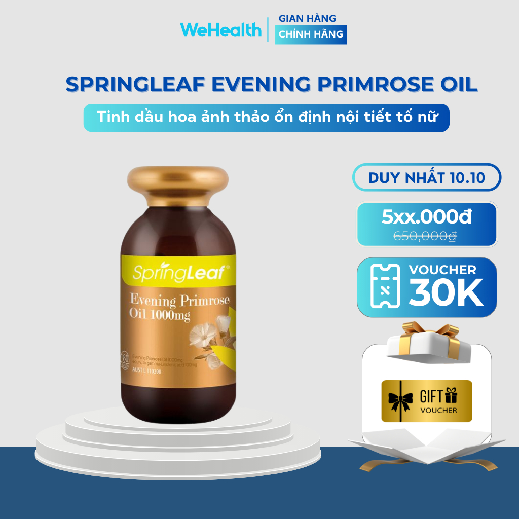 Springleaf Evening Primrose Oil 1000mg, Stabilizes female hormones - Bottle of 180 tablets ...