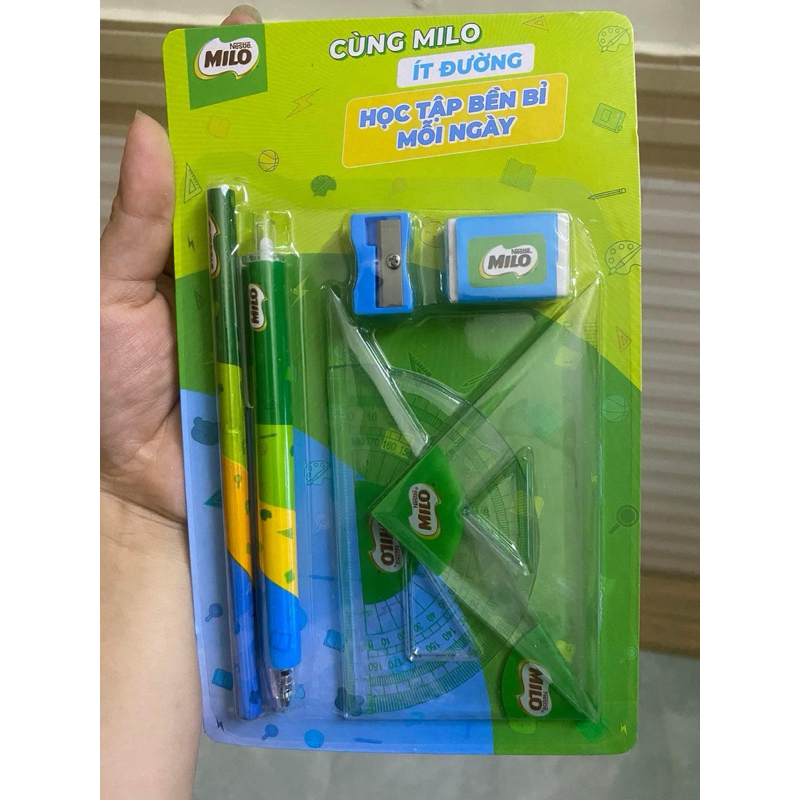 Learning tool set 7 Piece ruler, pencil, ballpoint pen, eraser ...