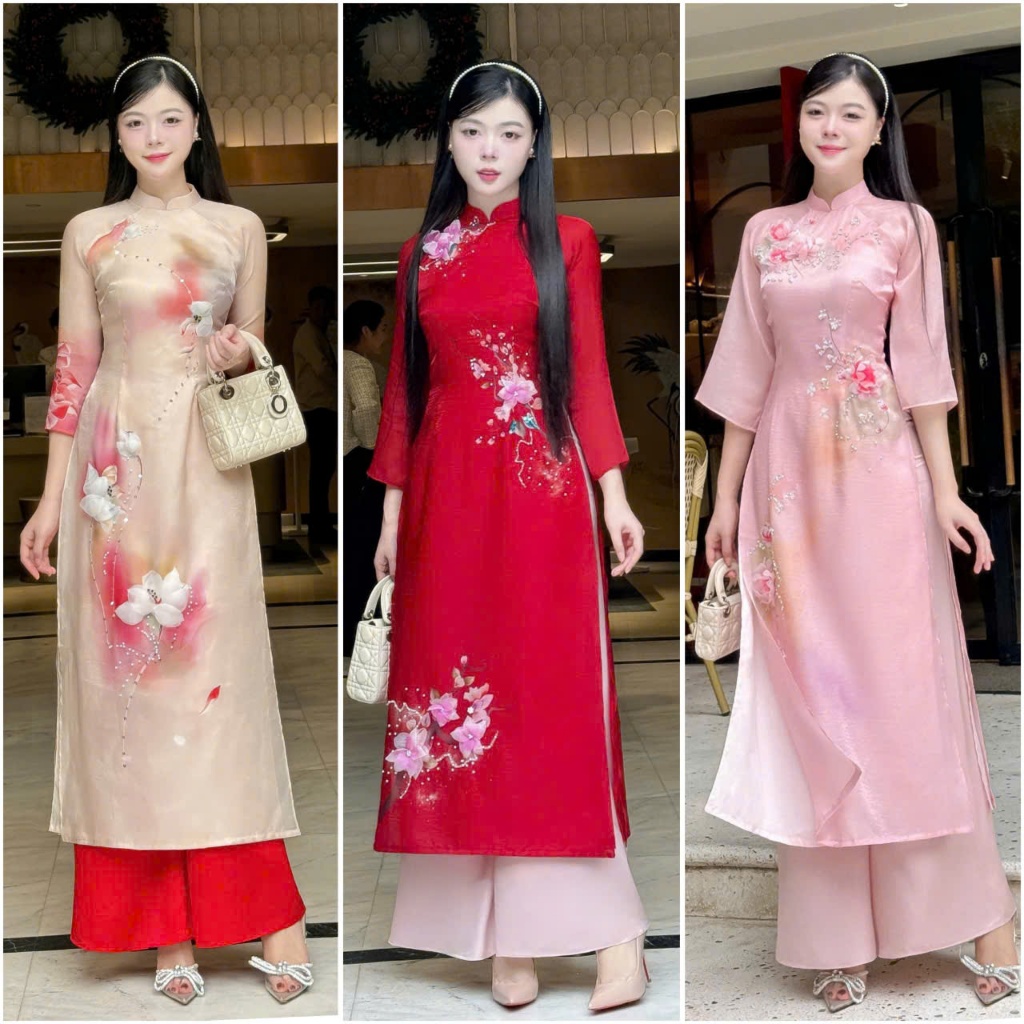 (Real Photo) Linh Chau innovative ao dai made of soft silk fabric with ...