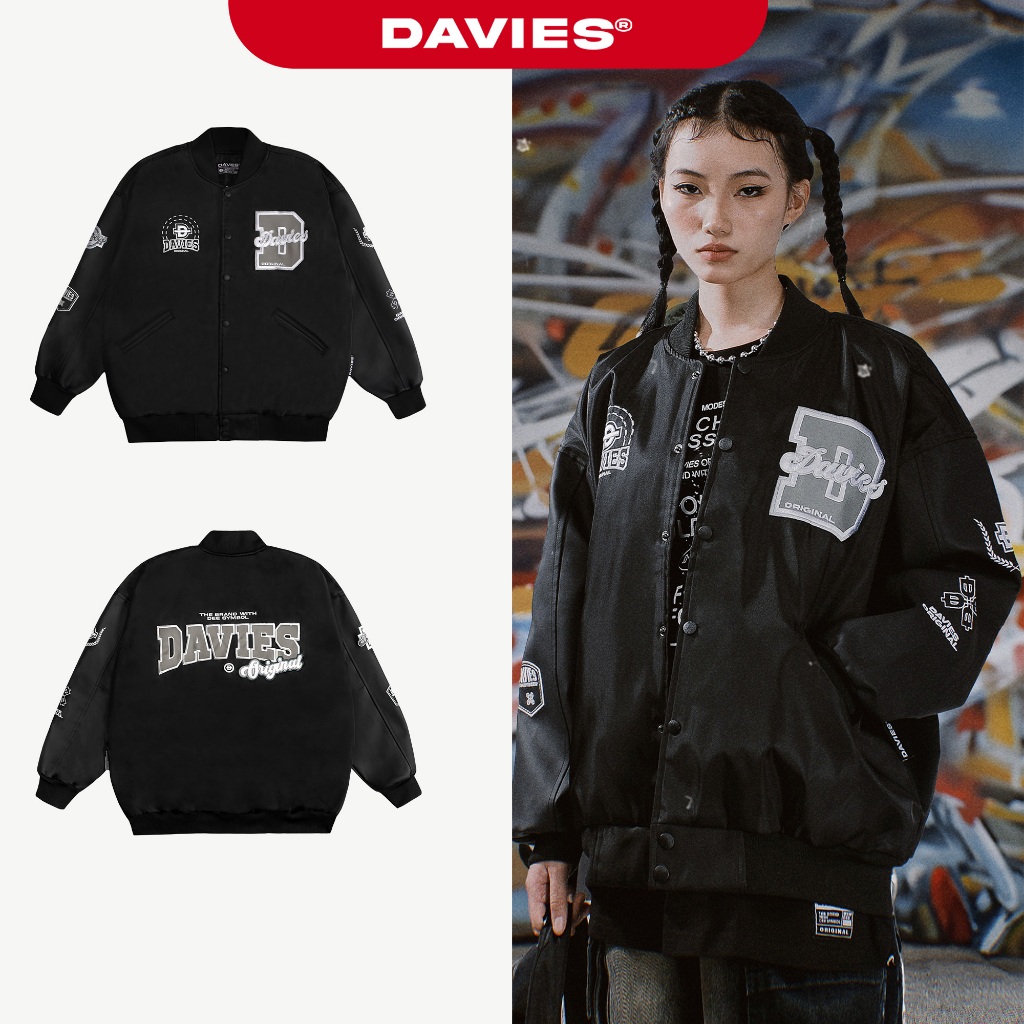 Davies men's and women's Varsity Jacket with embossed logo, embossed ...