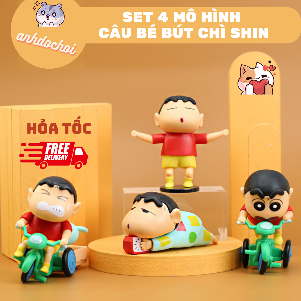 Set of 4 Pencil Boy Shin Models Crayon Shin chan Cosplay Sports Daily ...