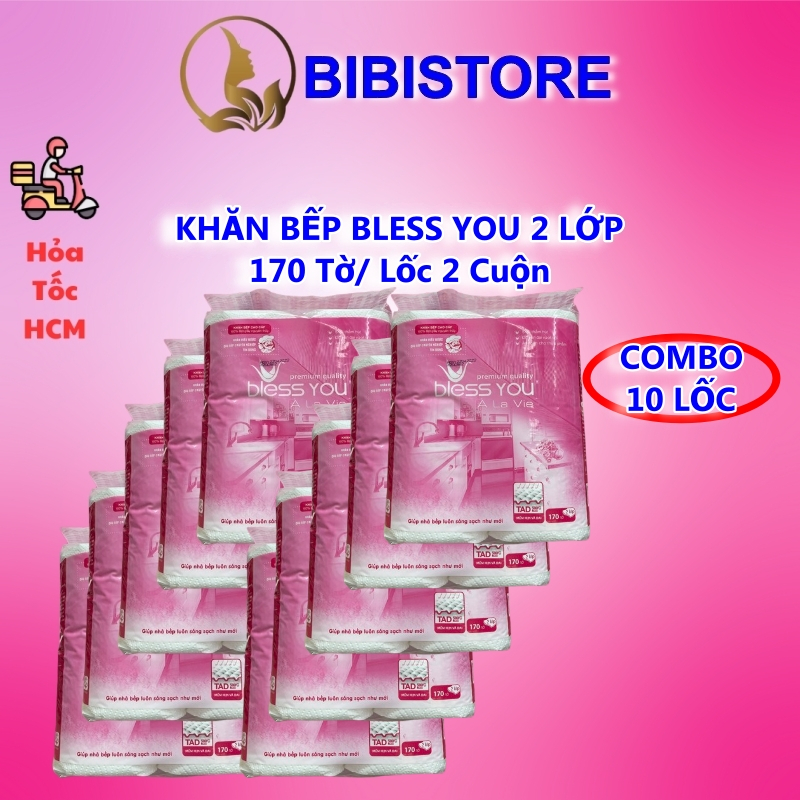 Combo of 10 Lots of Bless You Kitchen Towels 2 Ply_170 Sheets/Lot of 2 Rolls (Bibistore HCM ...