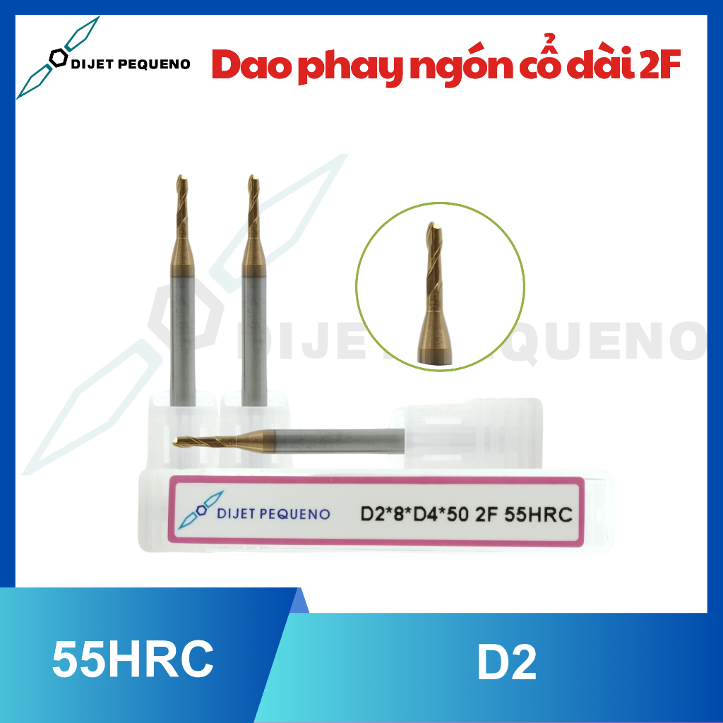 D2 Long neck end mill 2F 55HRC (Steel) | Shopee Malaysia