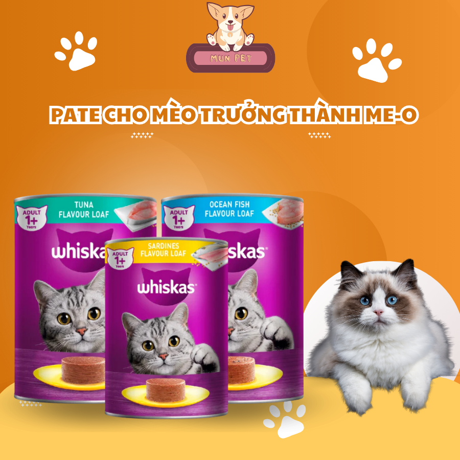 Pate Whiskas Can 400g For Adult Cats Over 1 Year Old Tuna, Mackerel, Sea Fish, Sardines Flavor ...
