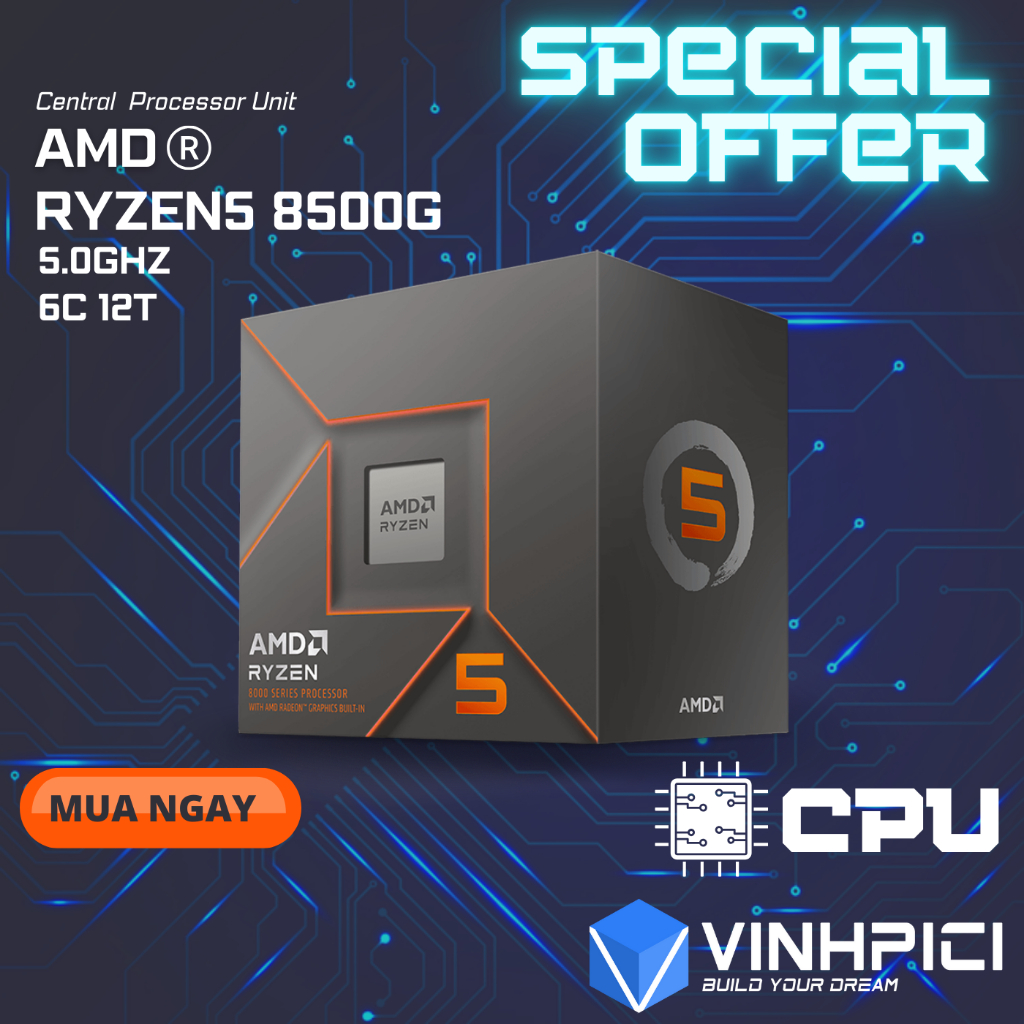 Amd Ryzen 5 8500G CPU (3.5GHz Boost 5.0GHz / 6 cores 12 threads / 22MB ...