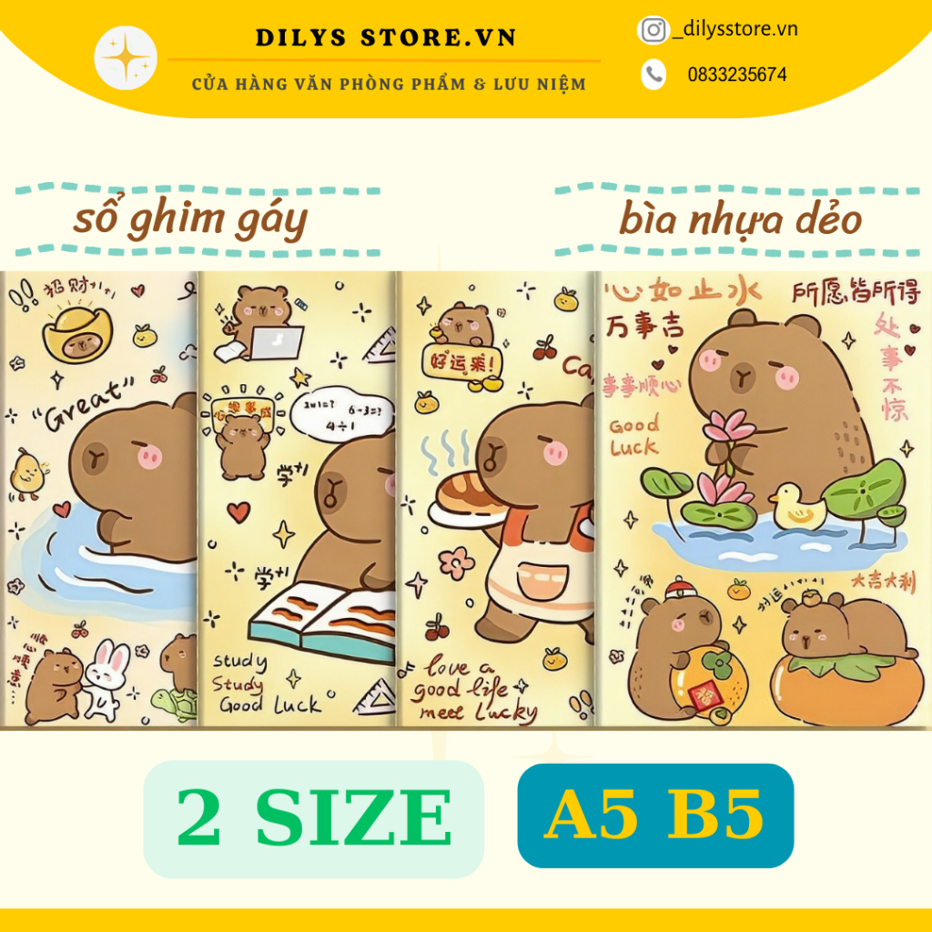 XO Capybara stapled notebook with plastic cover, spring notebook A5 B5 ...