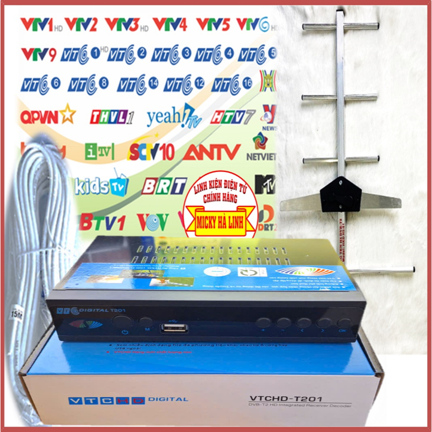 Complete set of DVB T2 Receiver Model VTC T201 + Aluminum Antenna + 10M ...