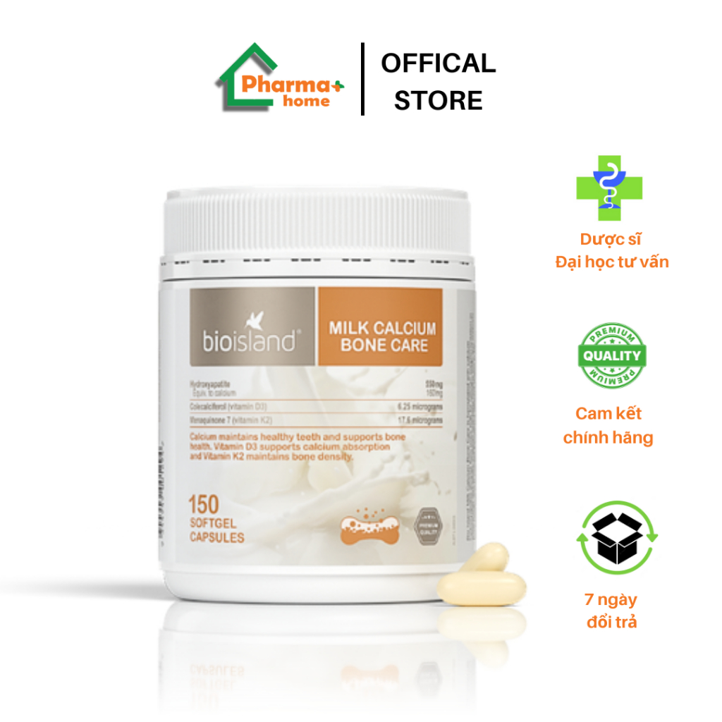 Bio Island Milk Calcium Bone Care Calcium supplement, box of 150 ...