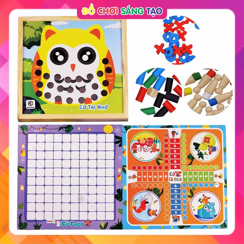 3-in-1 Wooden Toy Set - Memory Chess - Seahorse Chess - Checkers - The ...