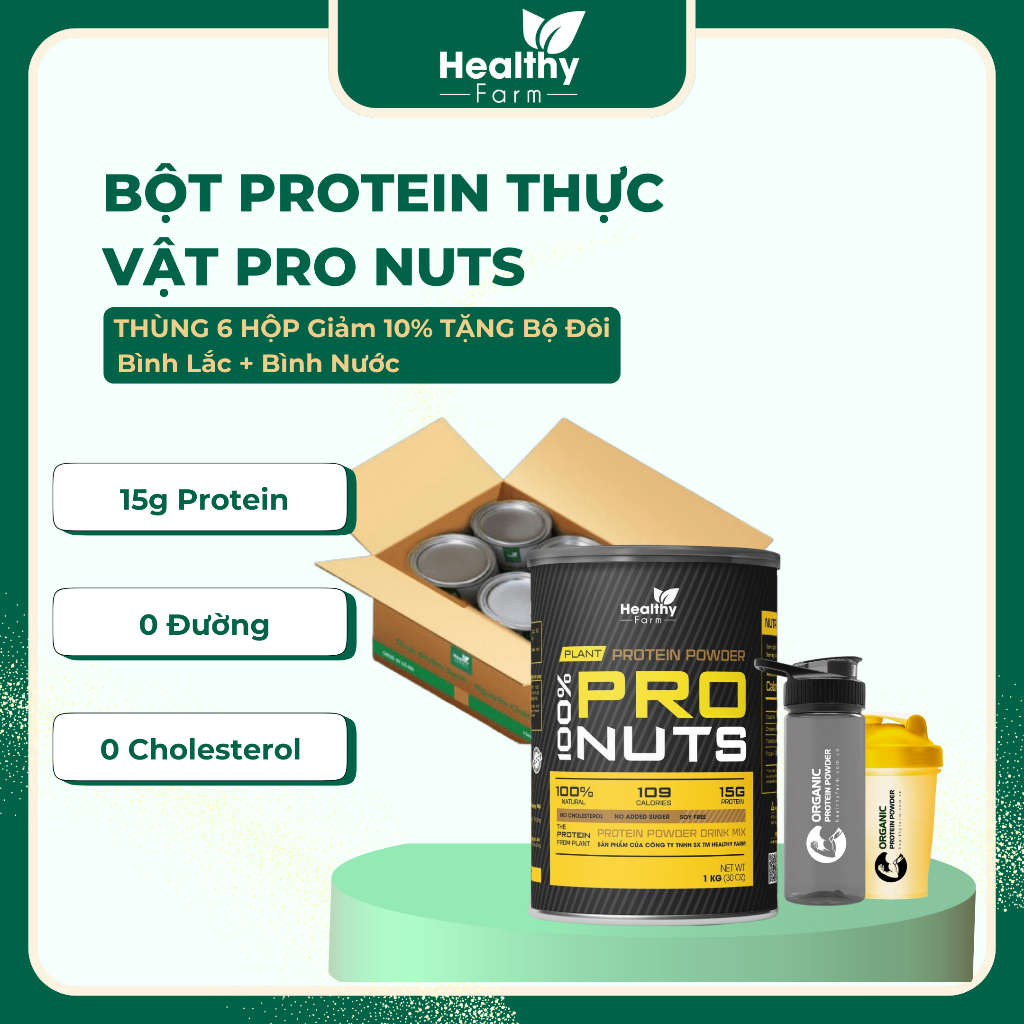 Box of 6 Boxes of ProNuts 100% Vegetable Protein Powder (Free Shaker ...