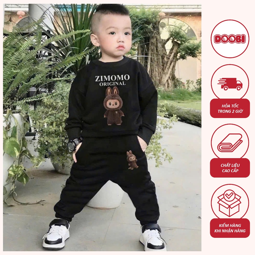Labubu ZIMOMO long autumn-winter 2-skin fleece clothing set for boys ...