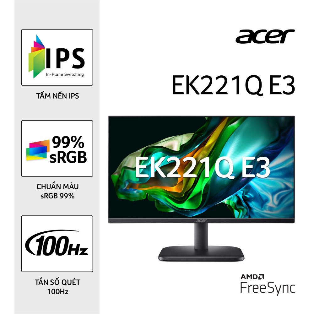 Acer EK221Q E3 22 inch Monitor (FHD/IPS/100Hz/1ms/EK221QE3) - Genuine ...